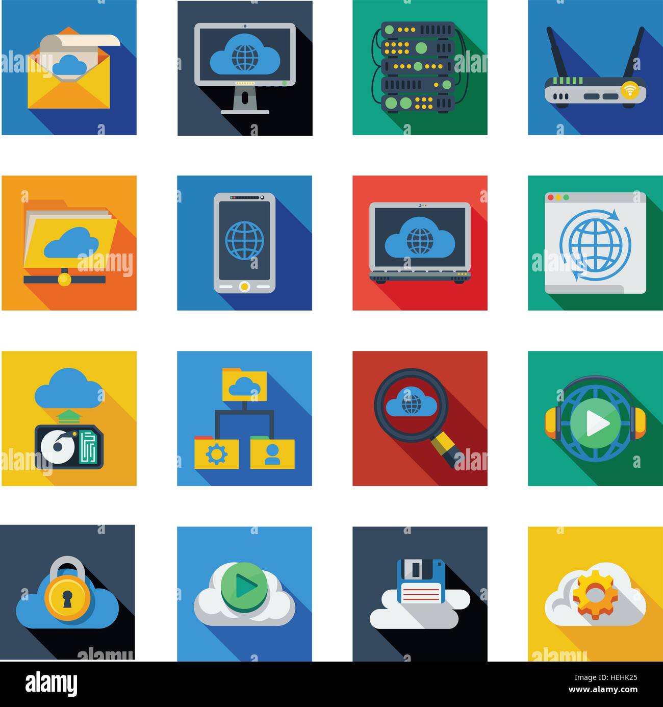 Cloud Service Icons In Colorful Squares . Cloud service icons in ...