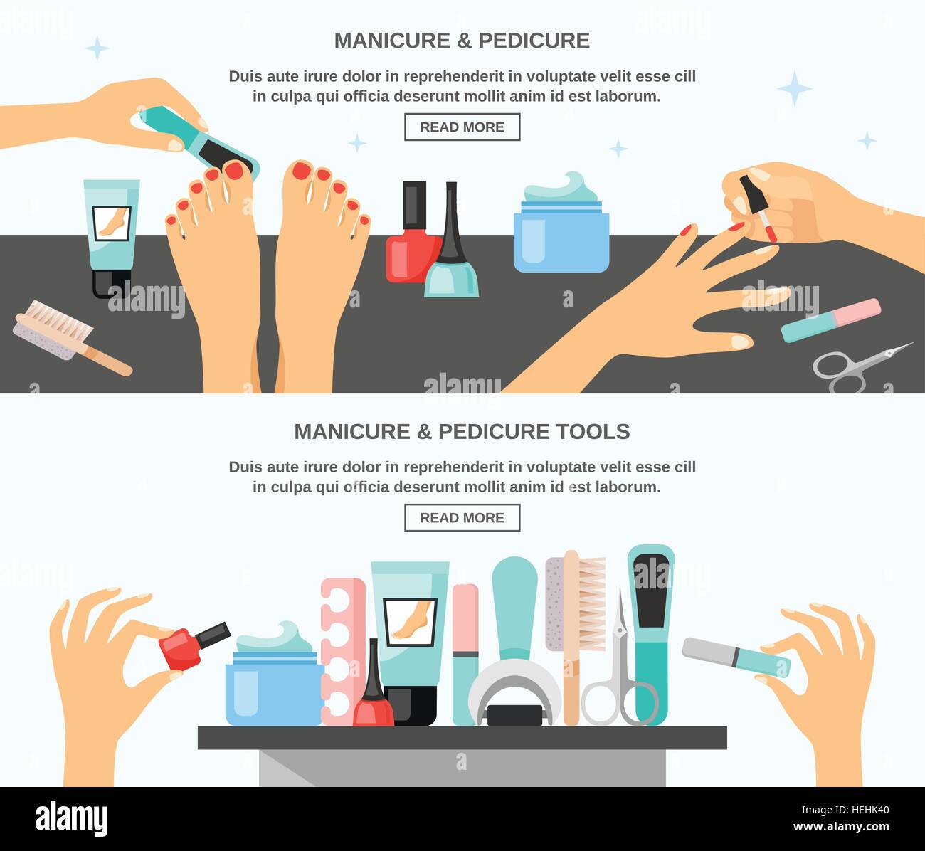 Manicure Pedicure Accessories 2 Flat Banners. Manicure and pedicure ...