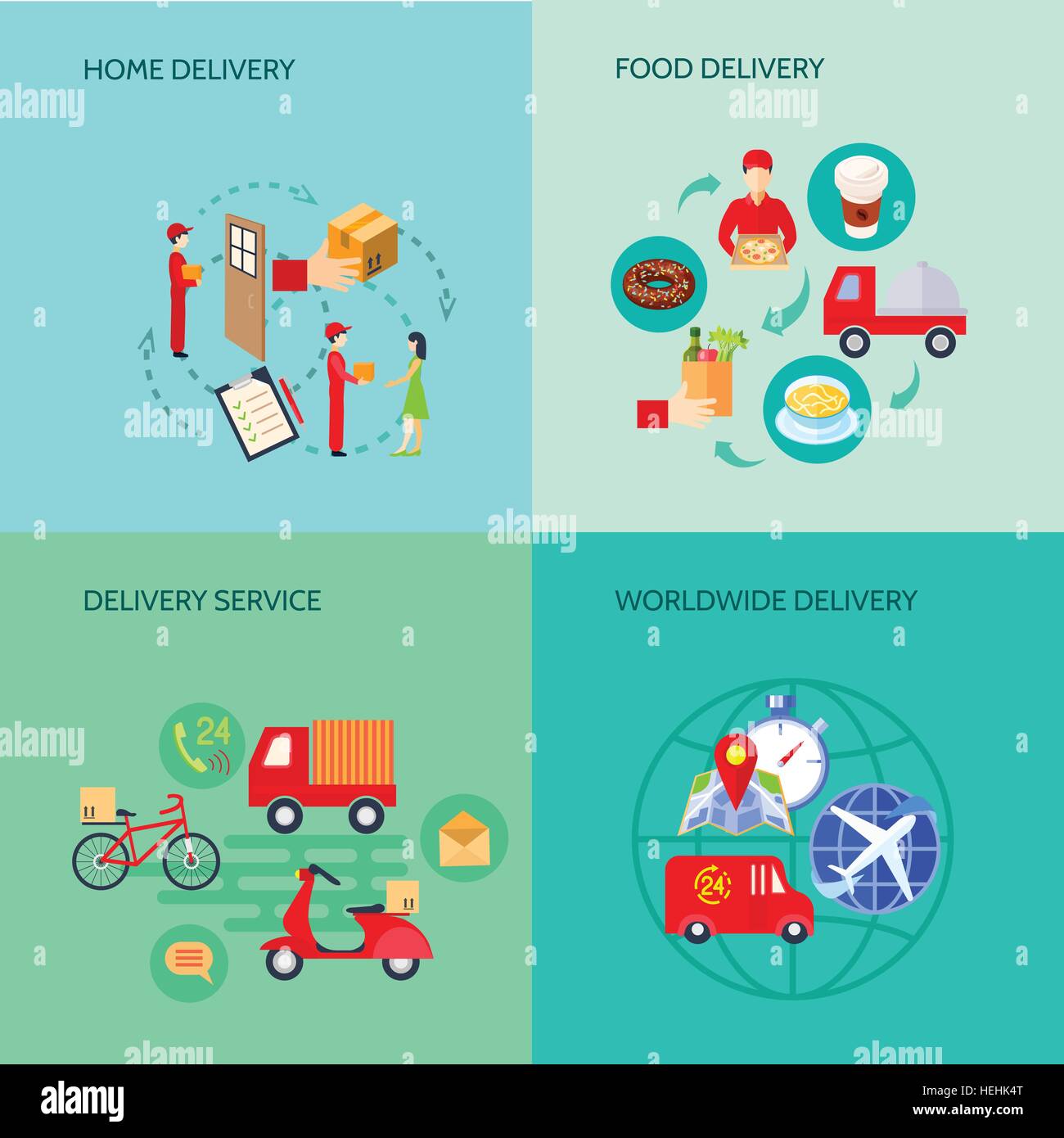 Delivery Variants Flat Set. Set of different variants of shipping or ...