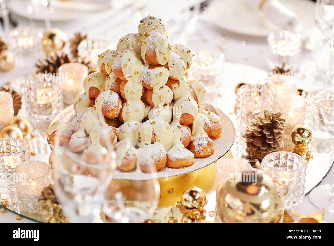 white table Christmas dessert sweet pudding round table special ...