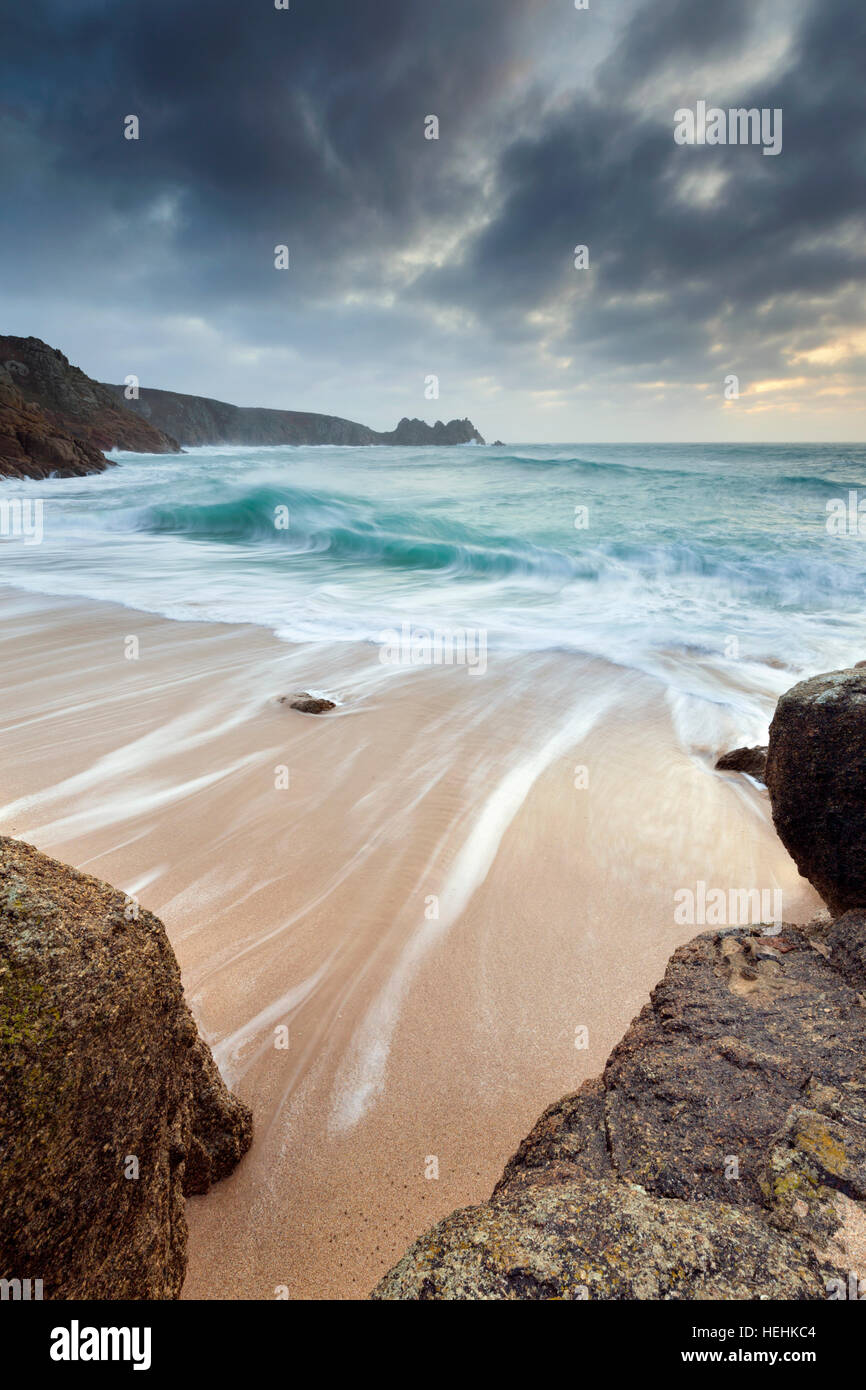 Porthcurno; Beach; Dawn; Cornwall; UK Stock Photo - Alamy