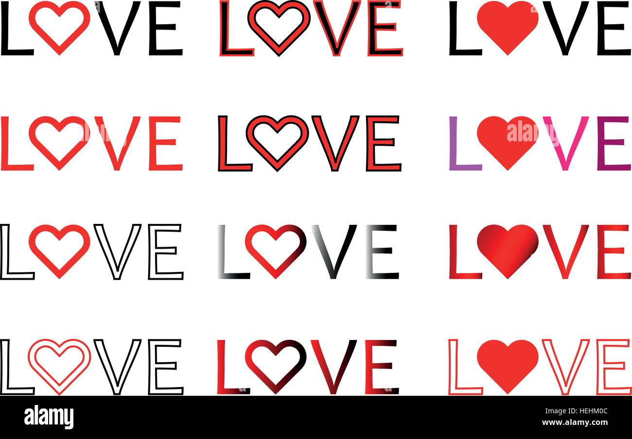 Valentine's Day card background with love inscription, set Stock Vector ...