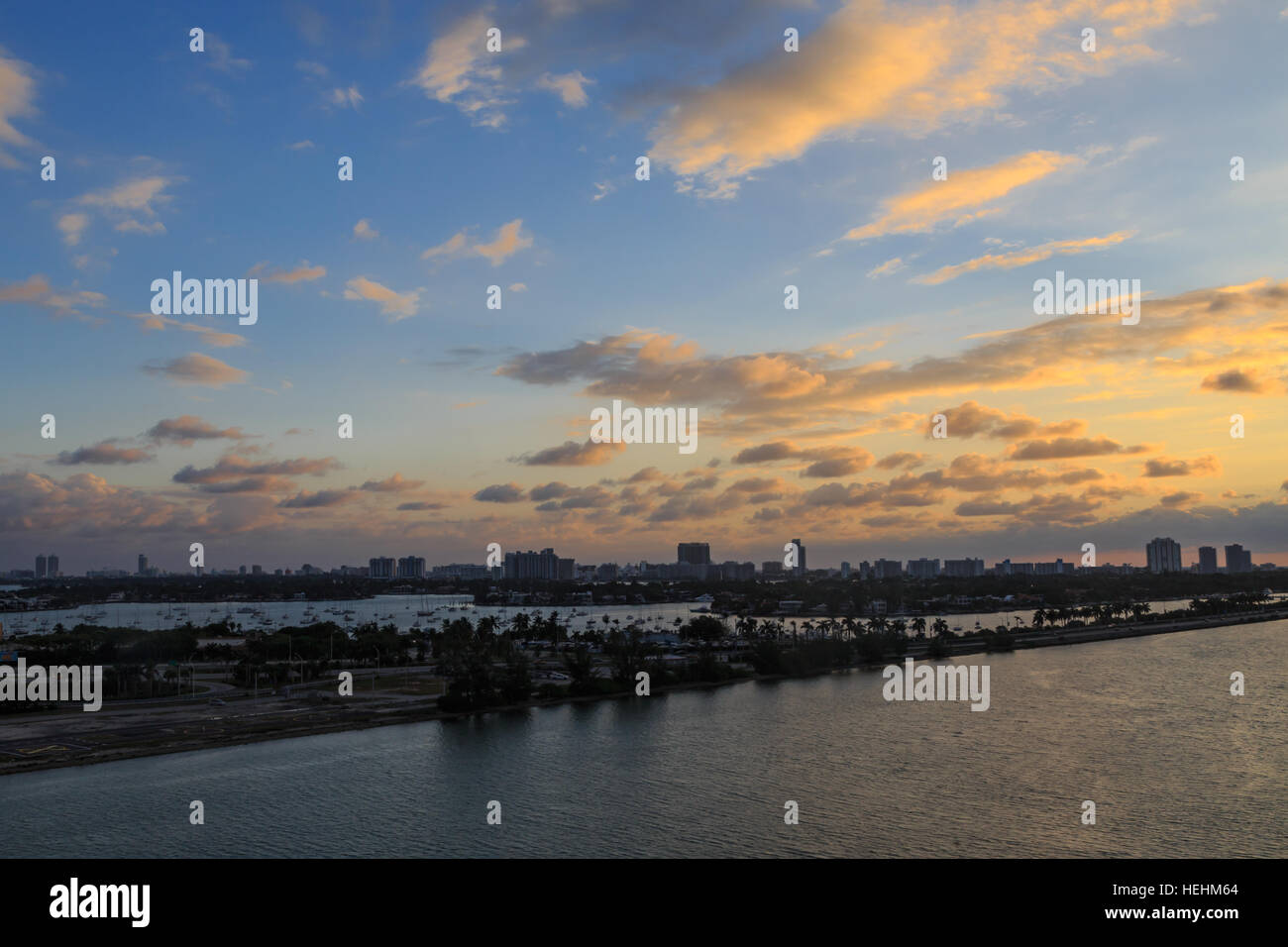 Miami cityscape from miami port during sunrise Stock Photo - Alamy