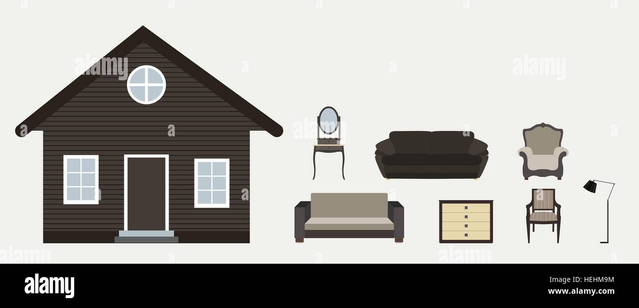 Modern furnished apartment Stock Vector Images - Alamy