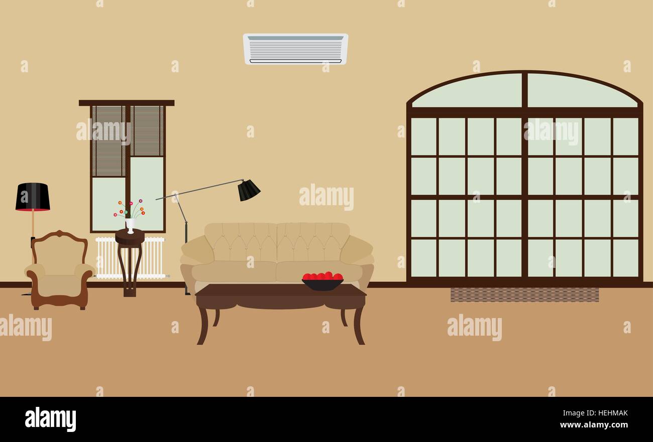 Modern furnished apartment Stock Vector Images - Alamy