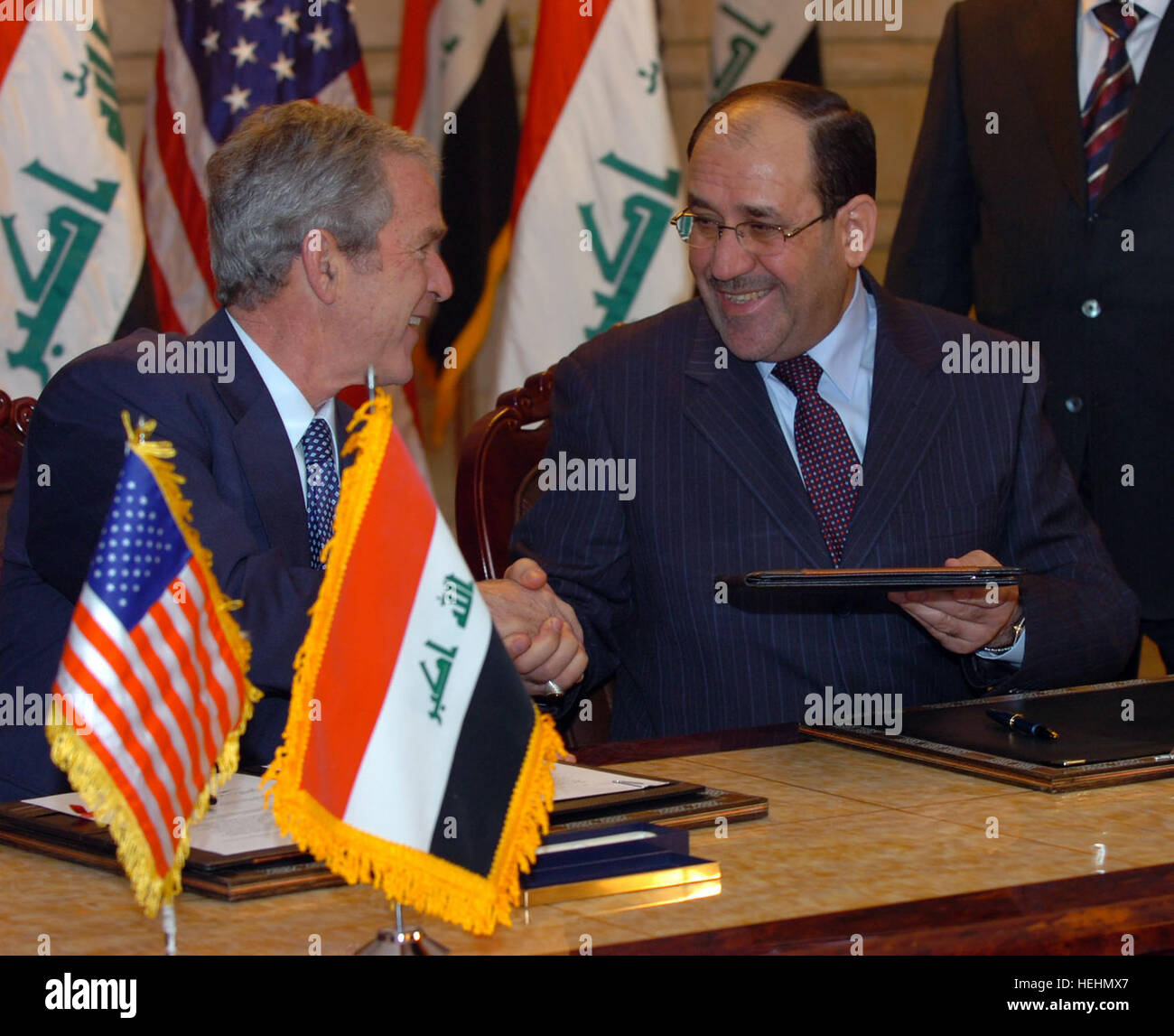 U.S. President George W. Bush and Iraqi Prime Minister Nuri Kamel al ...