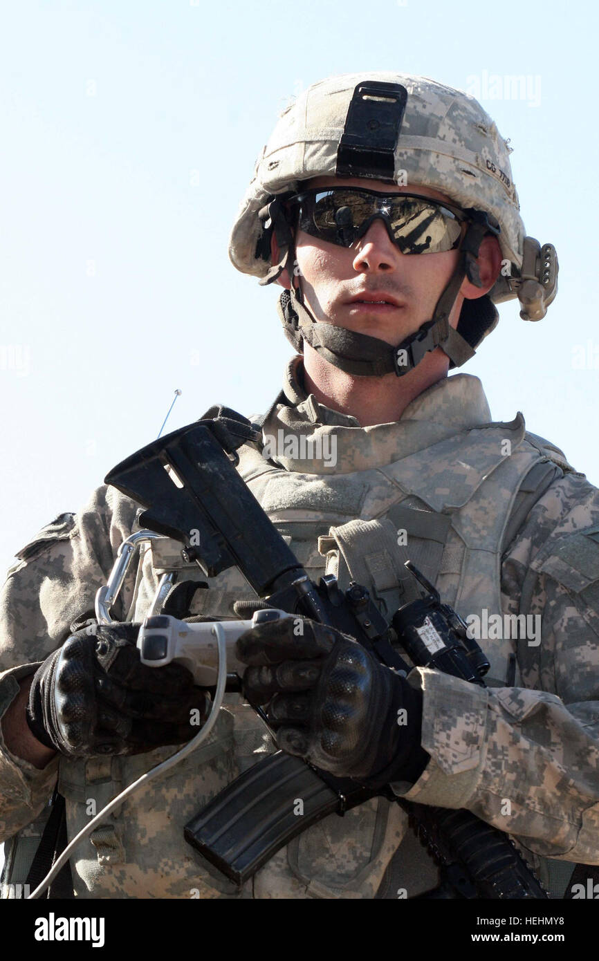 Spc. James Gaudio, from Shabbona, Ill., is a combat engineer with ...