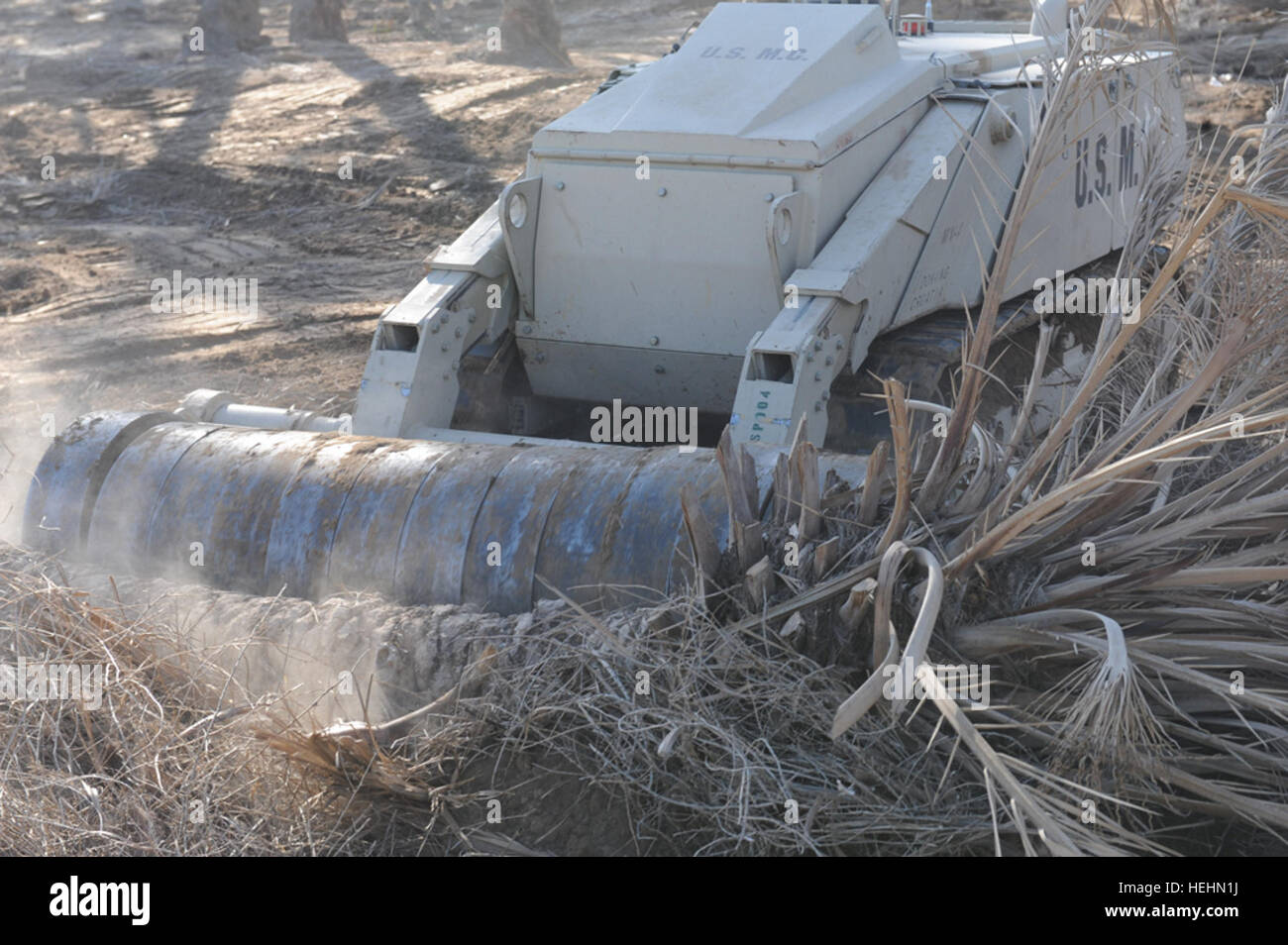 A mine roller, from Charlie Company, 40th Engineer Battalion, 2nd ...
