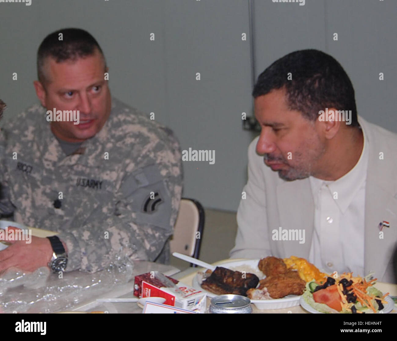 New York Governor David Paterson talks with Lt. Col. Albert Ricci ...