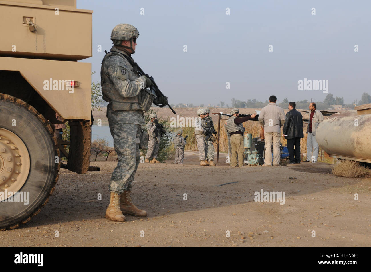 U.S. Army Spc. Colin Whyte from Bark Hampstead, Conn. conducts security ...