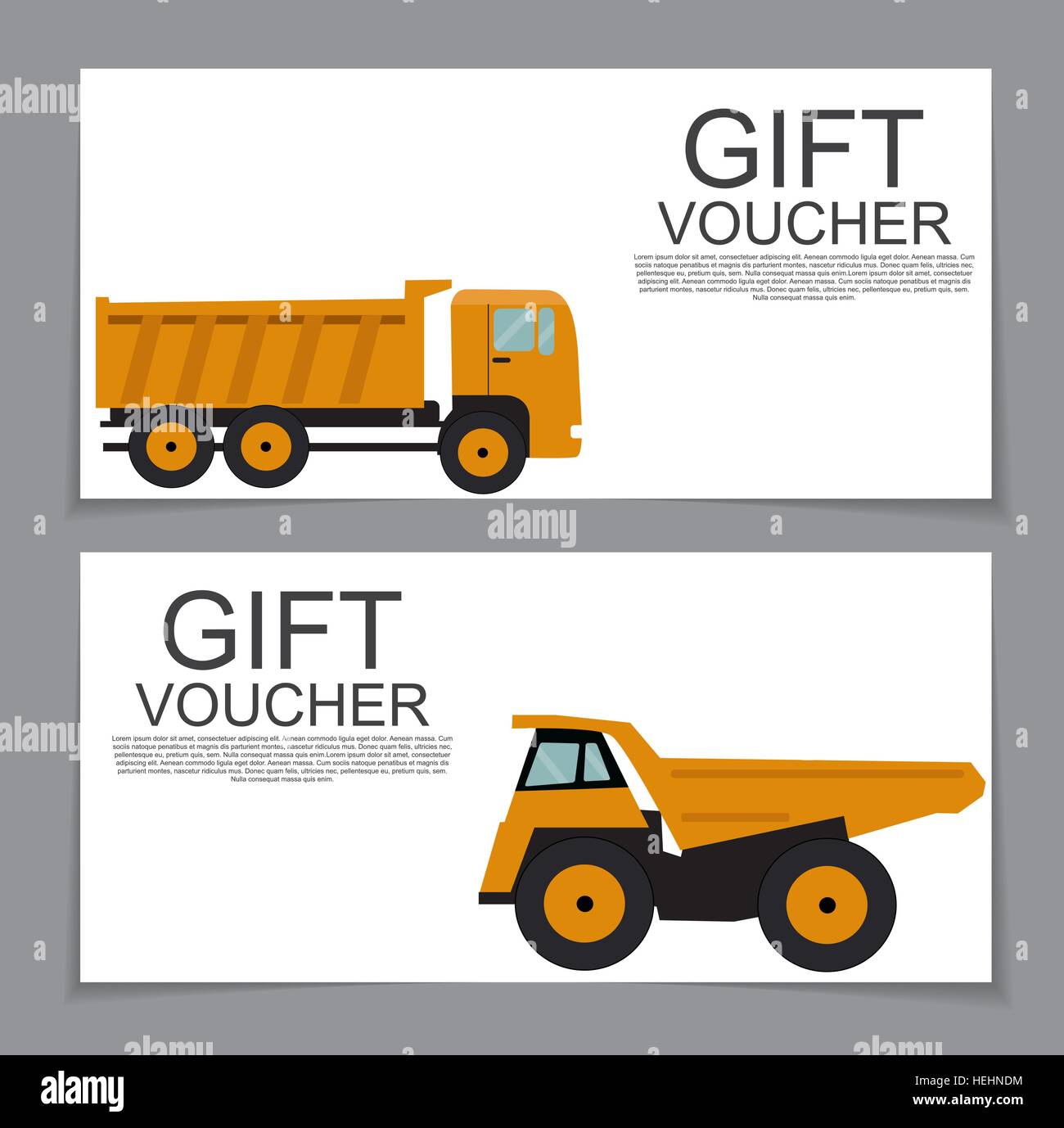 Gift Voucher Template with machines for cargo transportation in Stock ...