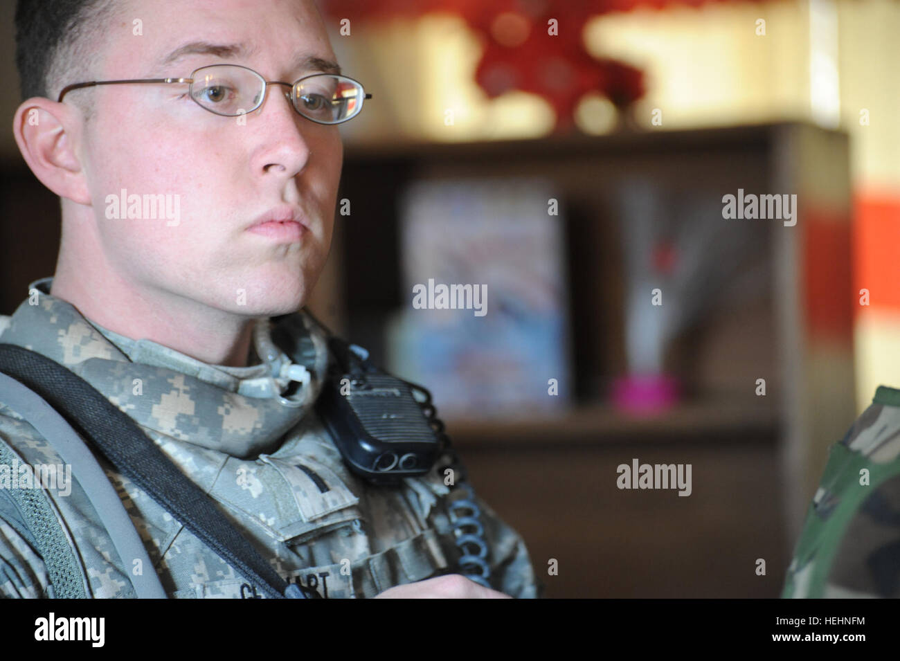 U.S. Army 1st Lt. Bryan Gerhart of B Troop, 5th Cavalry, 73rd Regiment ...