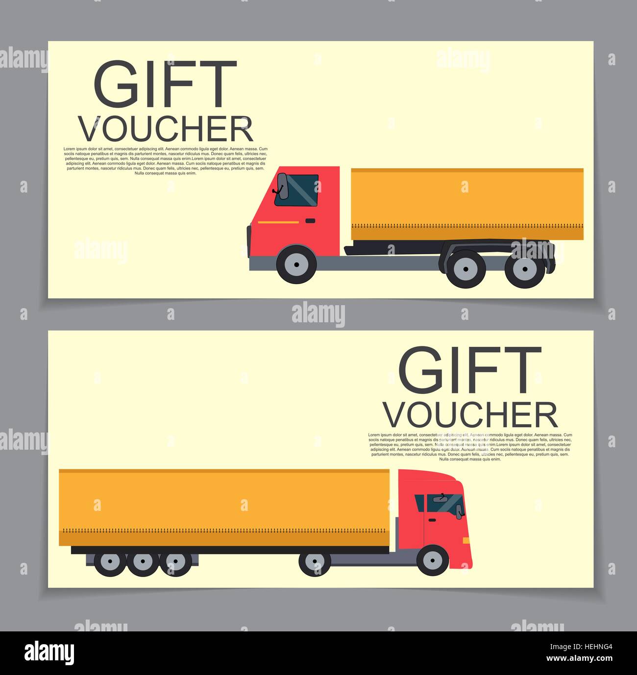 Gift Voucher Template with machines for cargo transportation in Stock ...