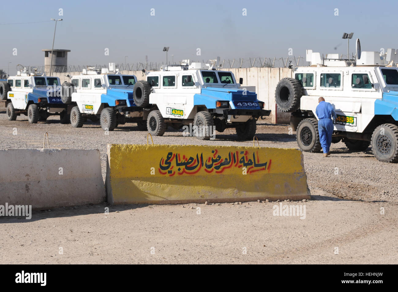 Iraqi National Police armored vehicles line up for a convoy at Joint ...