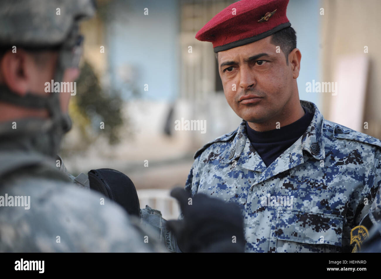 Iraqi national police Sgt. Major Ali (right) of 8th Brigade (Falcon ...