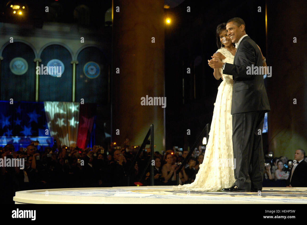 President Barack Obama and first lady Michelle Obama dance during the ...