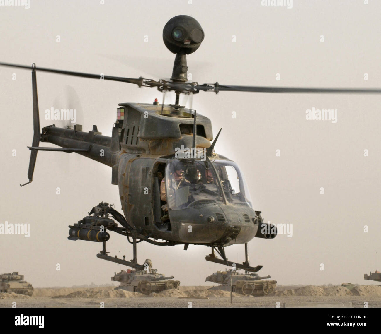 An OH-58D Kiowa Warrior helicopter from 1-4, Cavalry, 1st Infantry ...