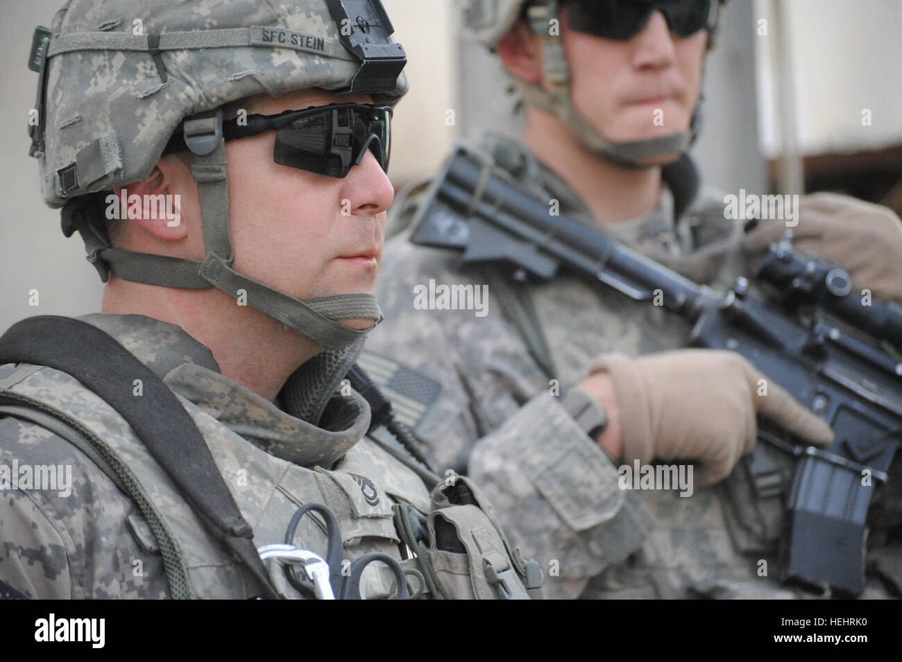 U.S. Army Sgt. 1st Class Eric Stein (left) and Staff Sgt. Matthew ...