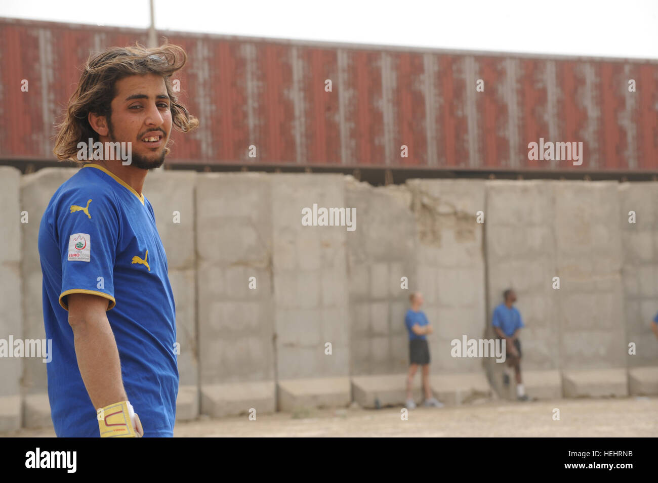 An Iraqi goal keeper looks at the camera during a a friendly game of ...