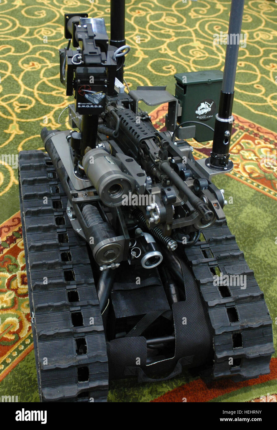 The SWORDS system, mounted on a Talon robot, enables Soldiers to ...