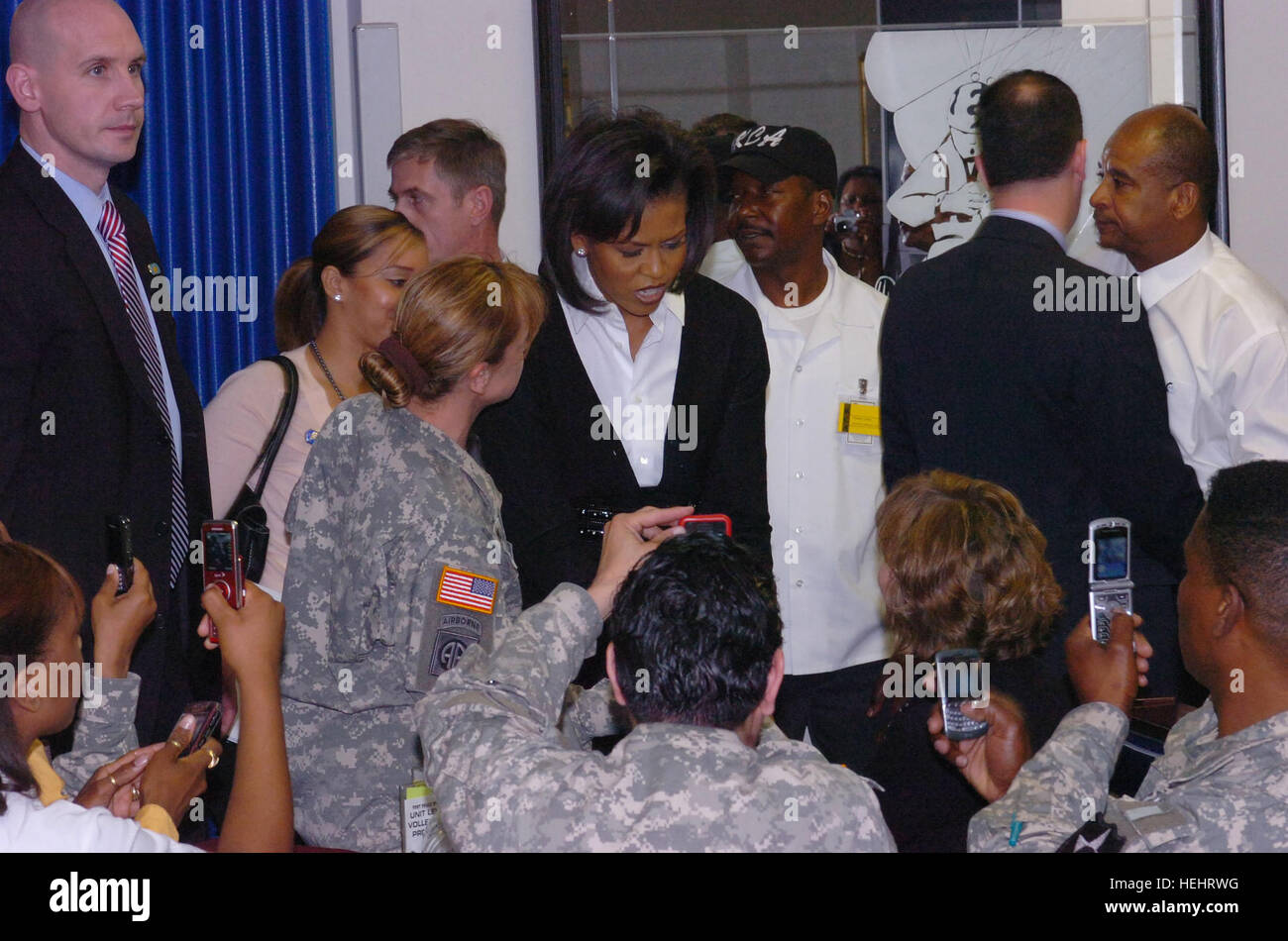 First Lady Michelle Obama speaks with Soldiers and civilians at Fort ...