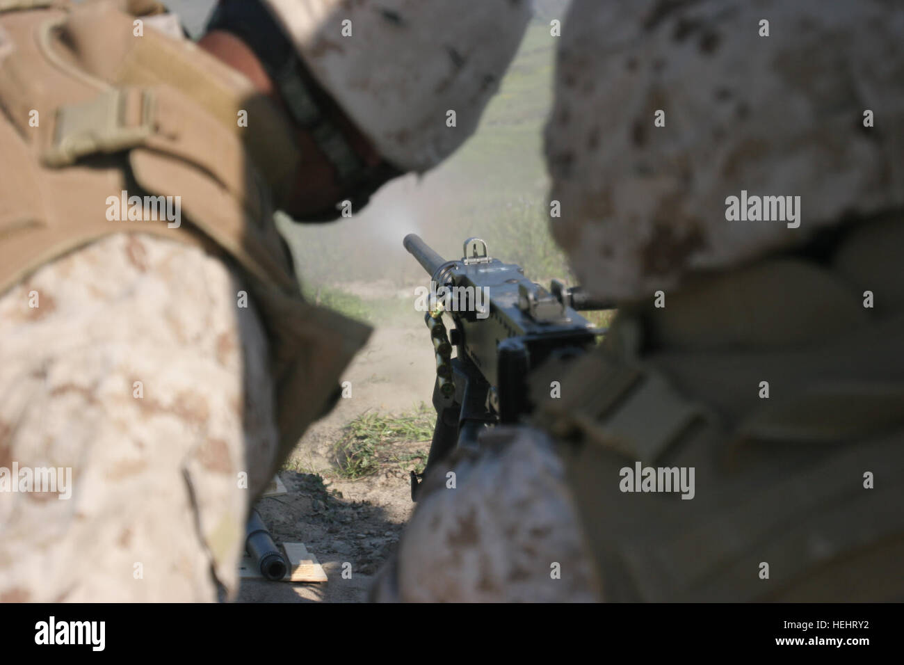 Marines fire the M2 .50-caliber machine gun after taking the .50-cal ...