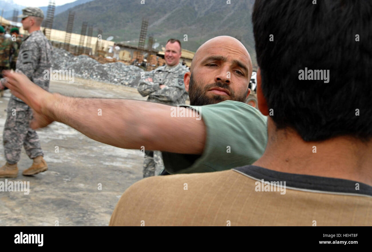 Afghan National Police officer ‘Goolie’ practices hand to hand combat ...