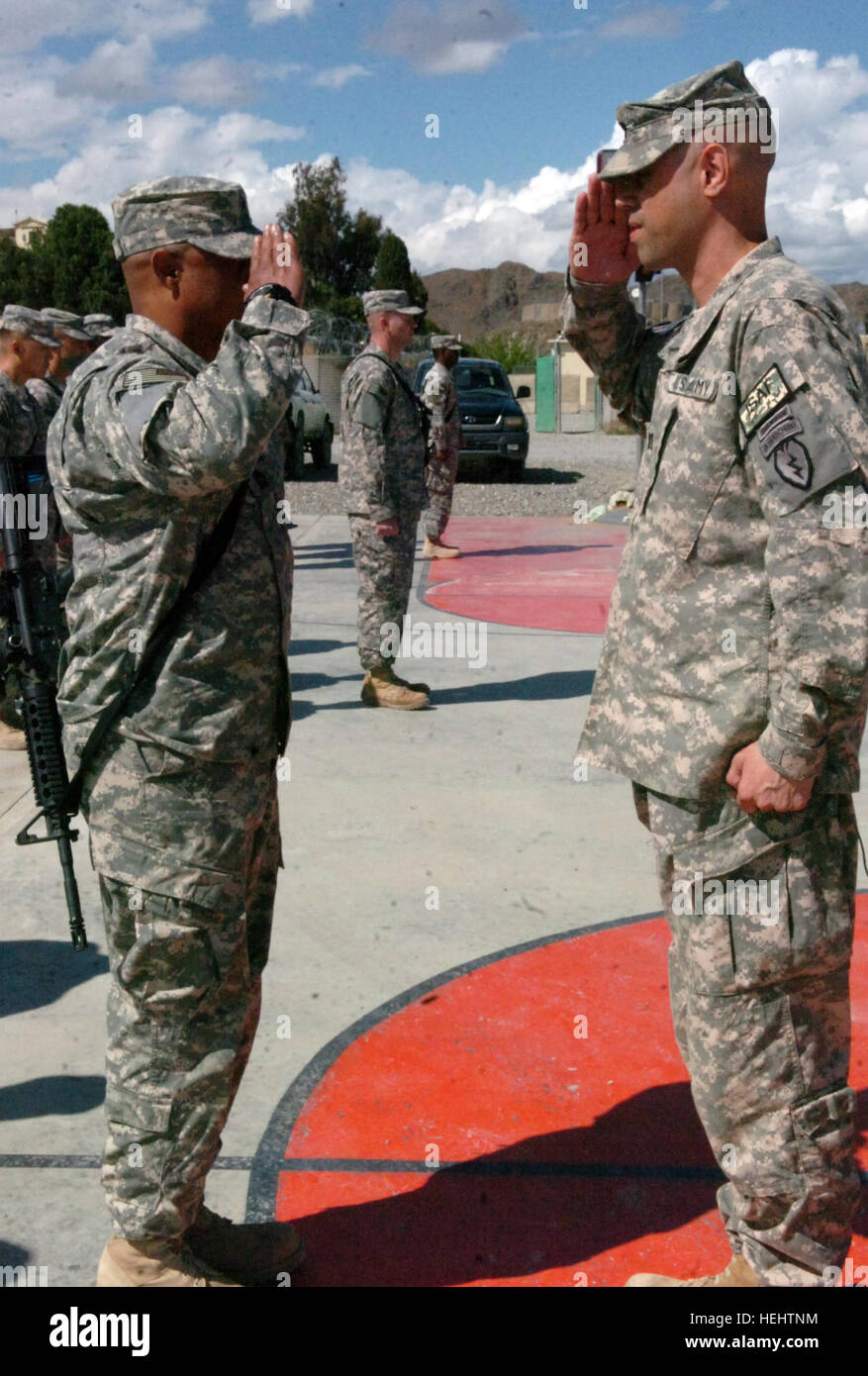 During patch ceremony held on forward operating base sa hi-res stock ...