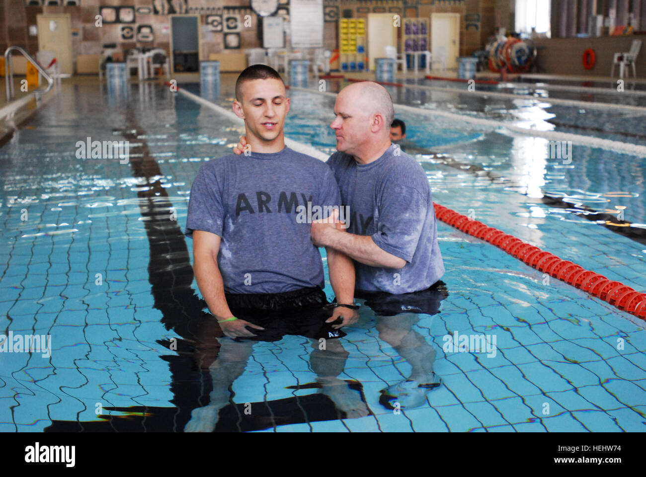 A Soldier from B Company, 834th Aviation Support Battalion is water ...