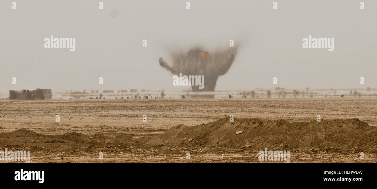 A 500-pound bomb explodes after being dropped by an F-16 fighter jet ...