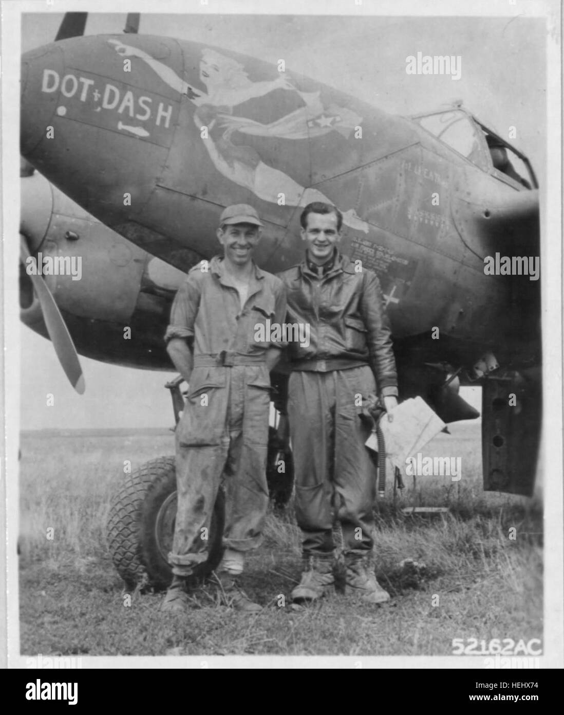 The P-38 Lightning aircraft designated Dot Dash Thies is shown ...