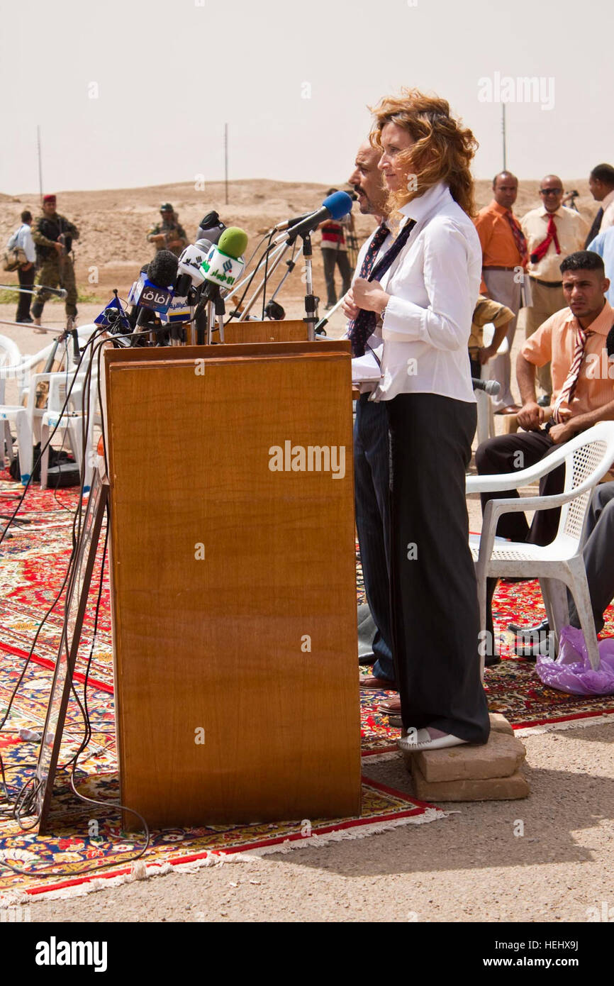 Dr. Anna Prouse speaks in front of the historical Ziggurat of Ur during ...