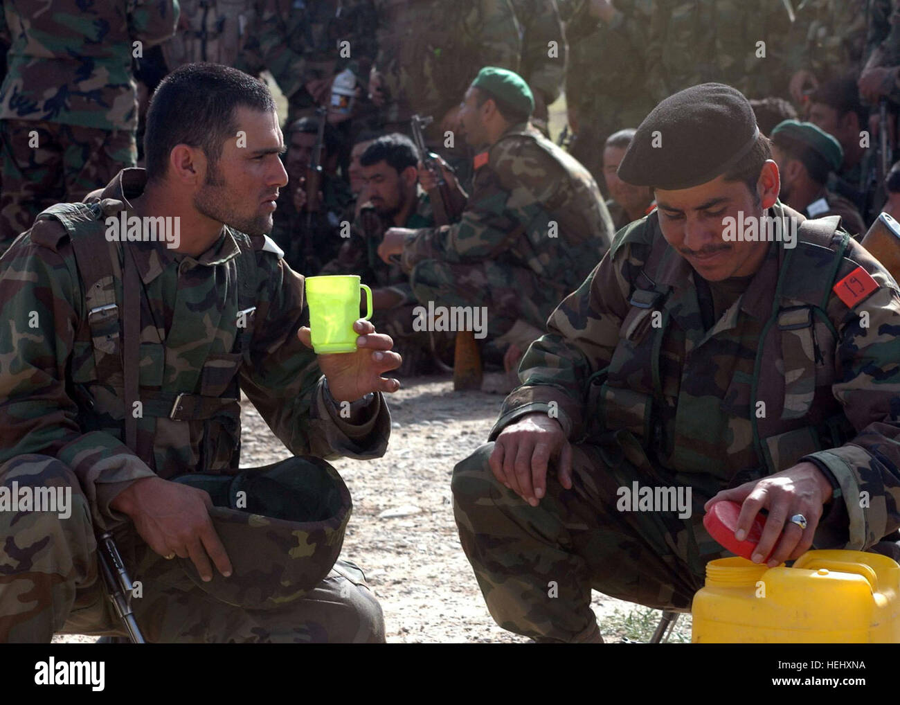 ANA Soldiers drink water during the Team Leadership Course (TLC) near ...