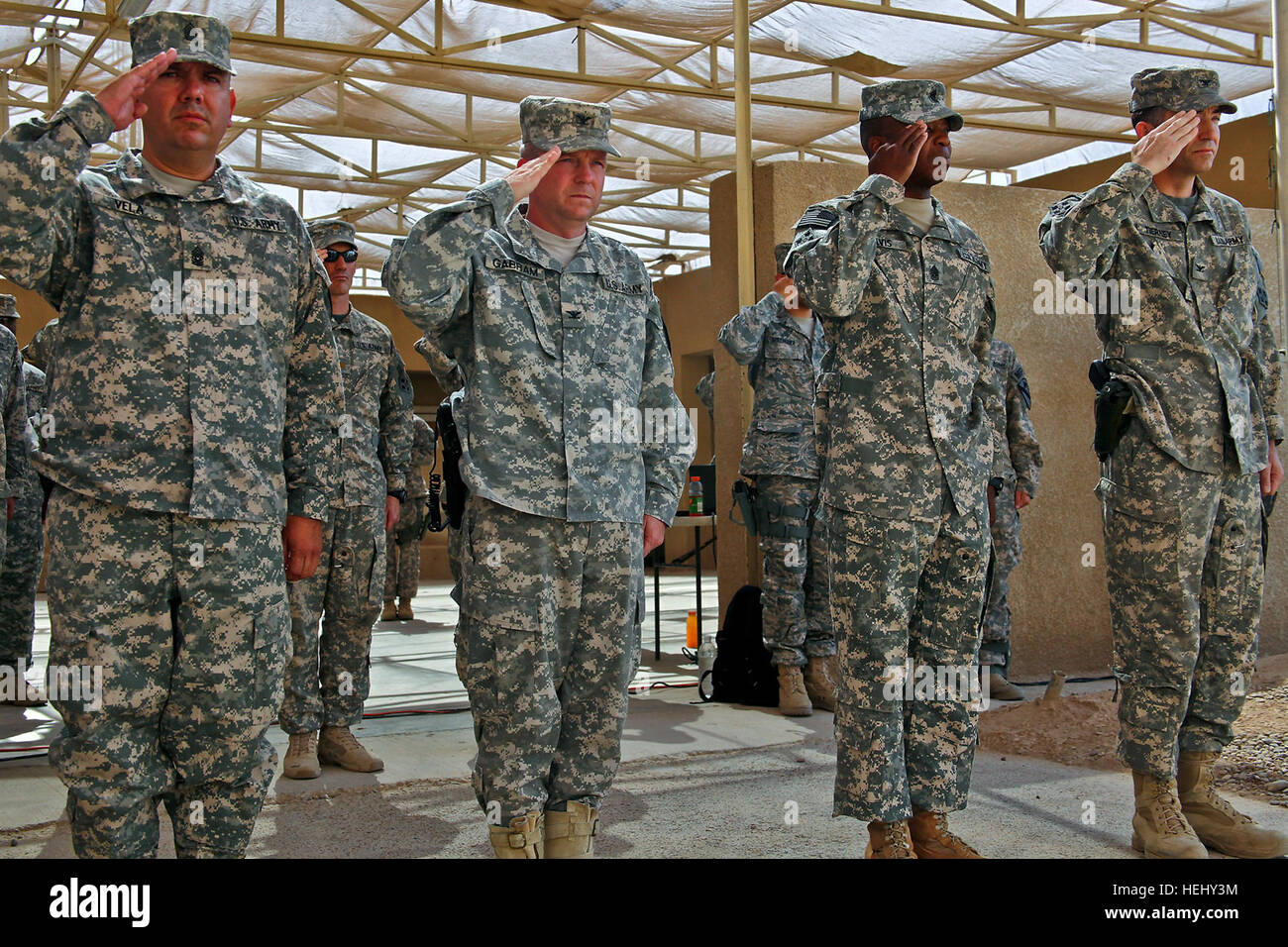From left to right, Command Sgt. Maj. Glen Vela, the command sergeant ...