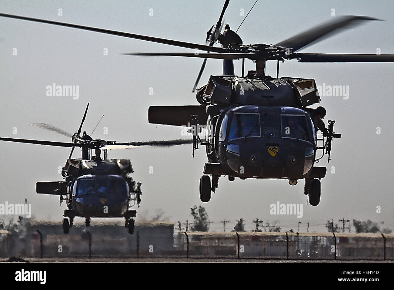 Two UH-60 Black Hawk helicopters from 3rd Battalion, 1st Air Cavalry ...