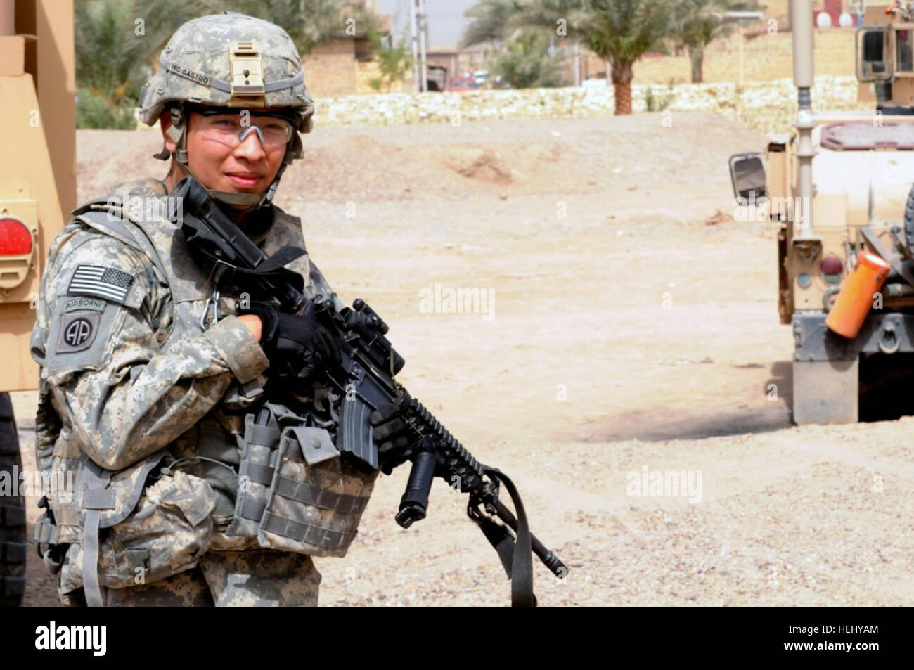 Pfc. Gregory Castro, of Rancho Cucamonga, Calif., checks his ...