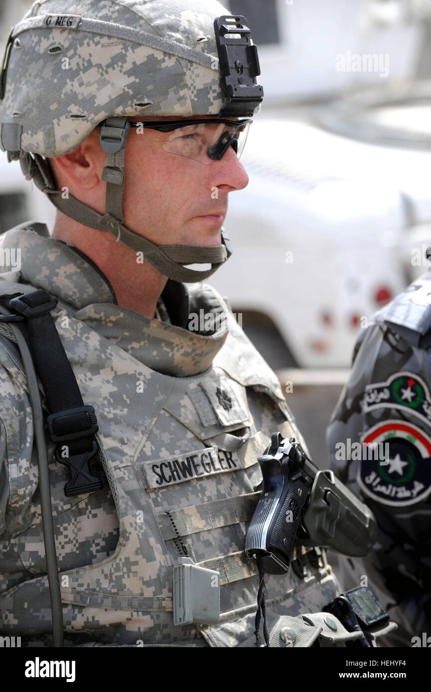 U.S. Army Lt. Col. Eric Schwegler, commander of 1st Battalion, 82nd Field Artillery Regiment ...