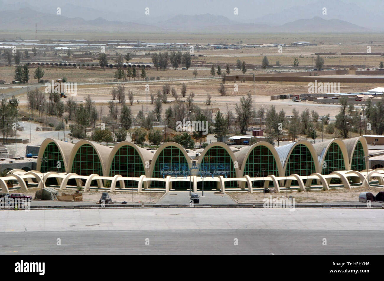 An aerial view of the Kandahar Airport in Kandahar, Afghanistan is ...