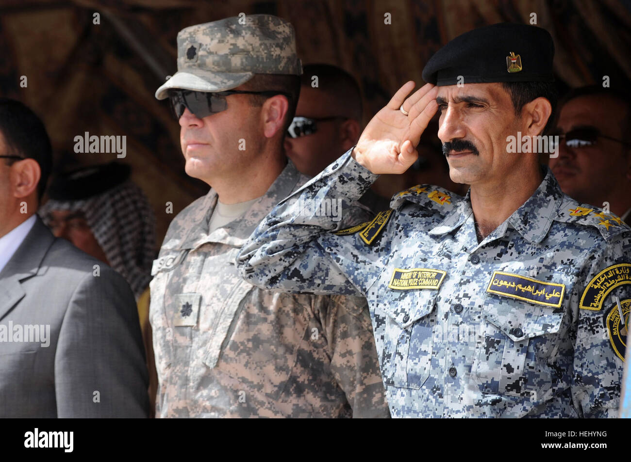 Iraqi national police Brig. Gen. Ali Ibraheem Dabown (right), commander ...