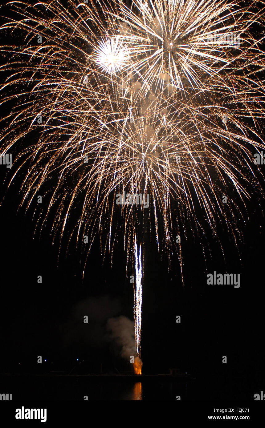 GUANTANAMO BAY, Cuba – Fireworks light up the sky during the Morale ...