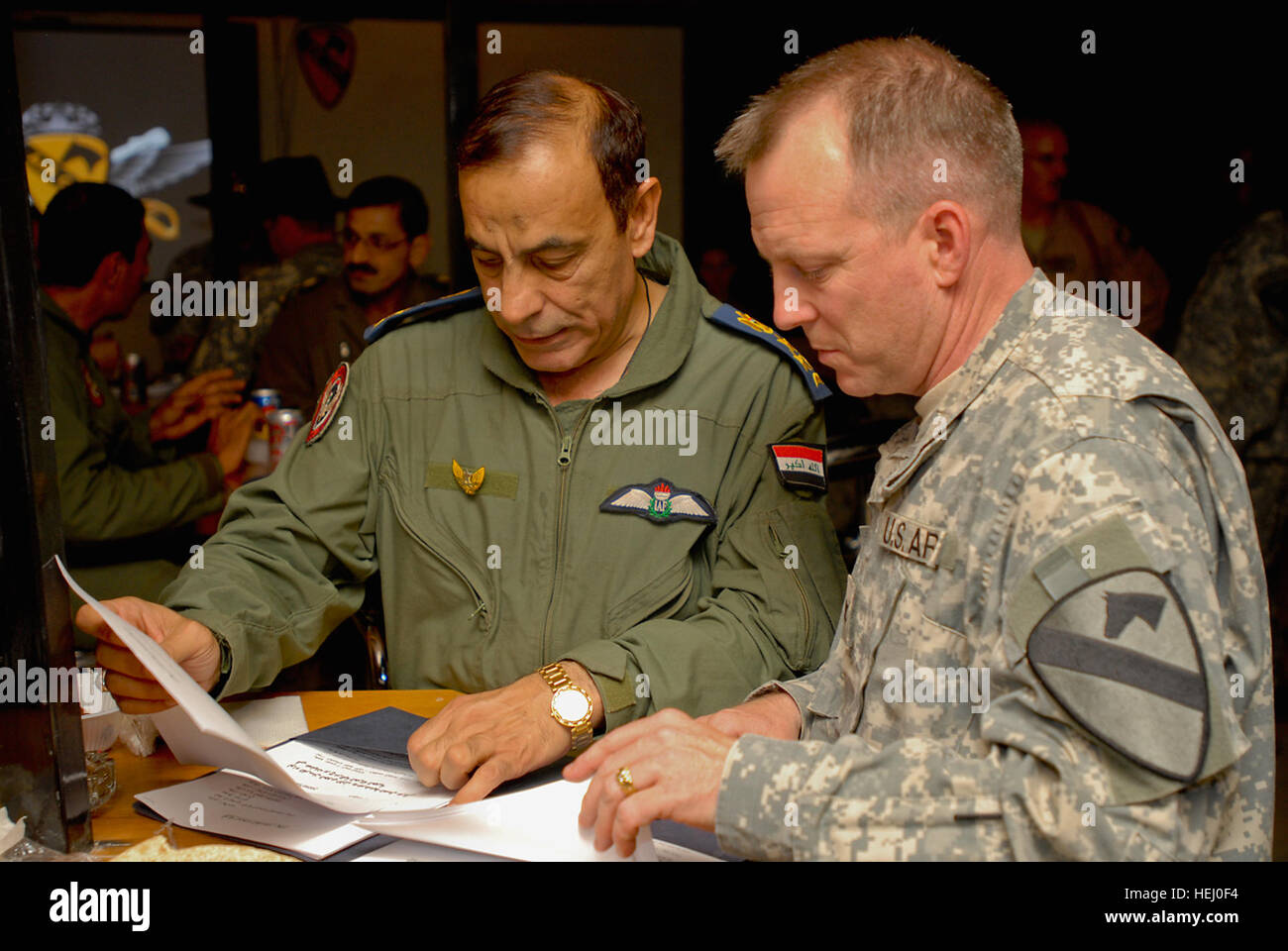 Brig. Gen. Nazim Liftah Al Agwadi, left, of the Iraqi air force ...