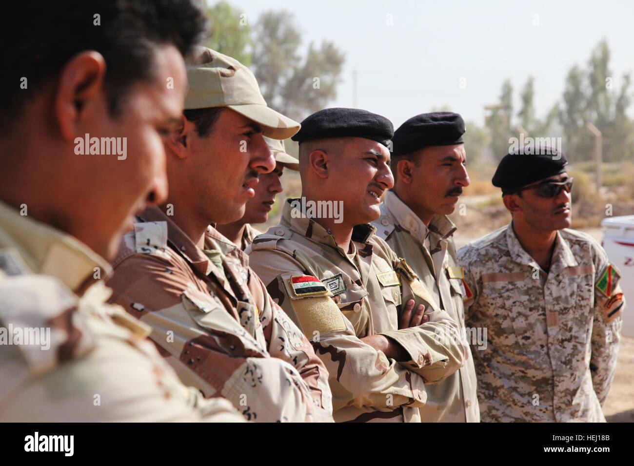 Iraqi soldiers of the 37th Brigade, 9th Division, listen to a lecture ...