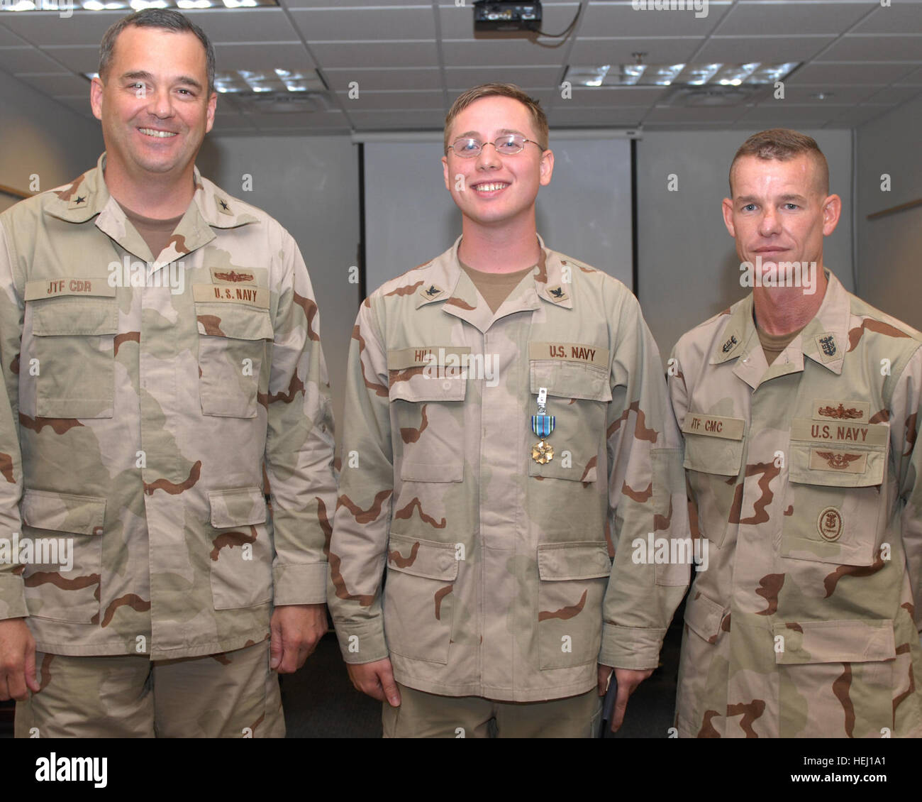 GUANTANAMO BAY, Cuba – Navy Petty Officer 3rd Class Evan Hill, with the ...