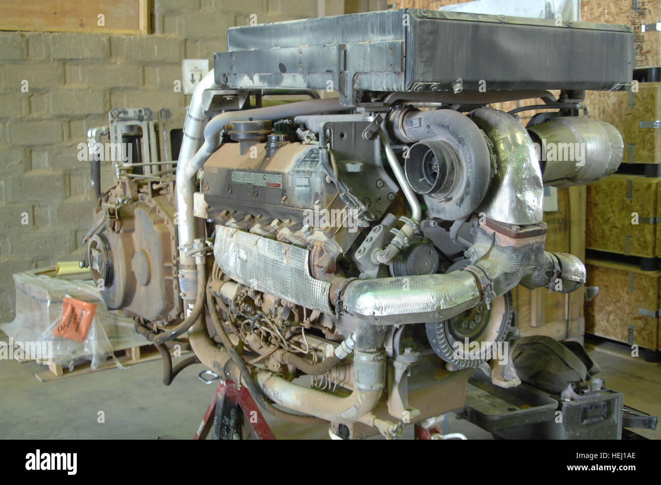 A U.S. Army mine-resistant, ambush-protected vehicle engine from Fort ...