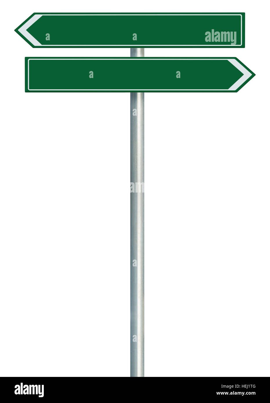 Right and left road route direction pointer this way sign, green ...