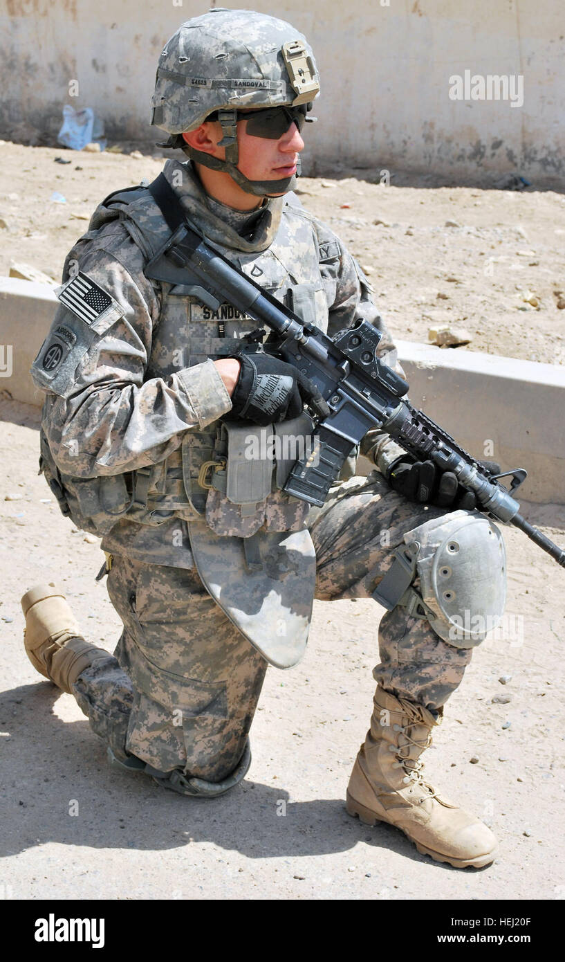Pfc. Anthony Sandoval, of Clarkdale, Ariz., checks his surroundings ...
