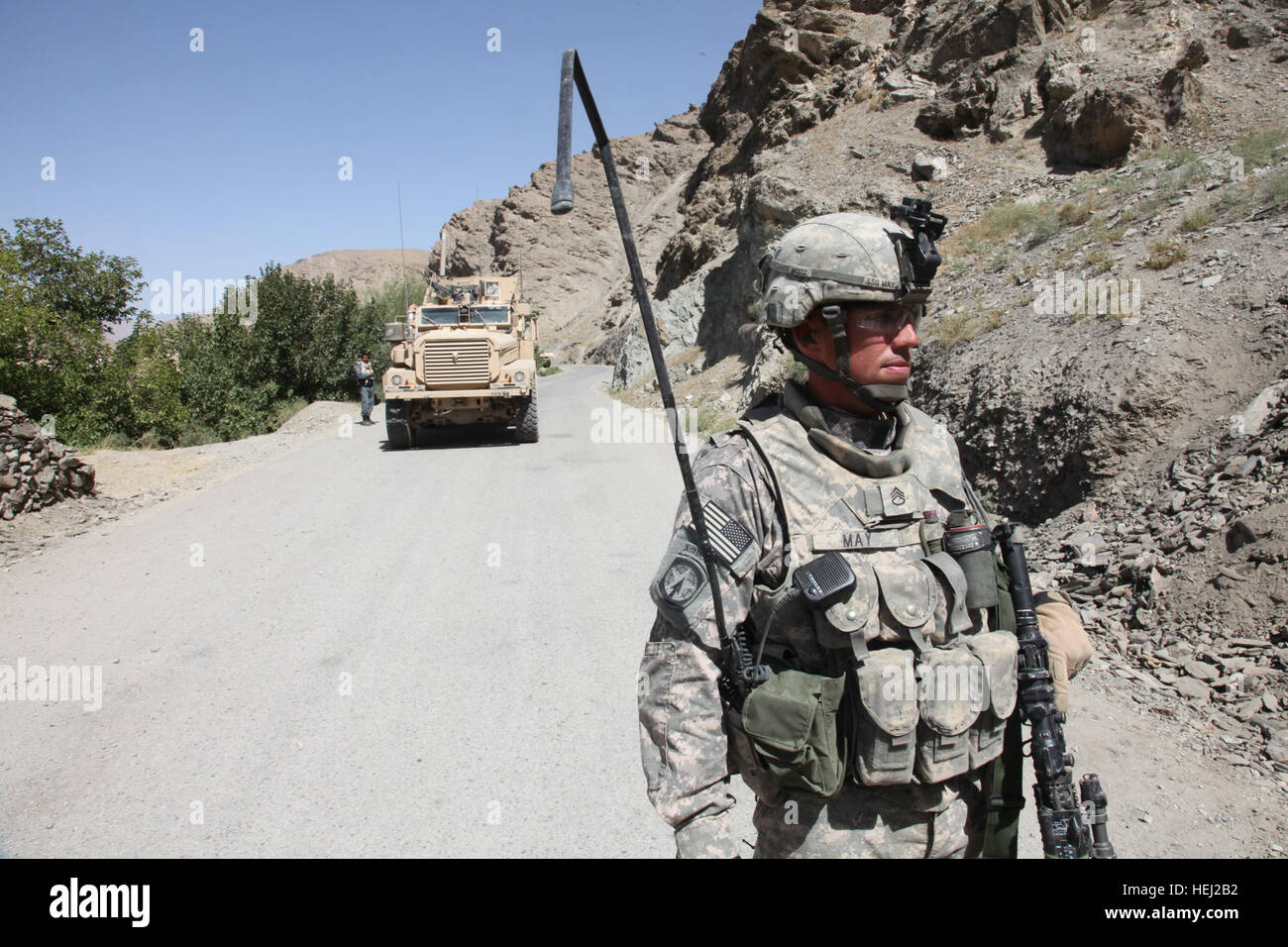 A U.S. Army platoon conducts a patrol in the streets of the Tangi ...