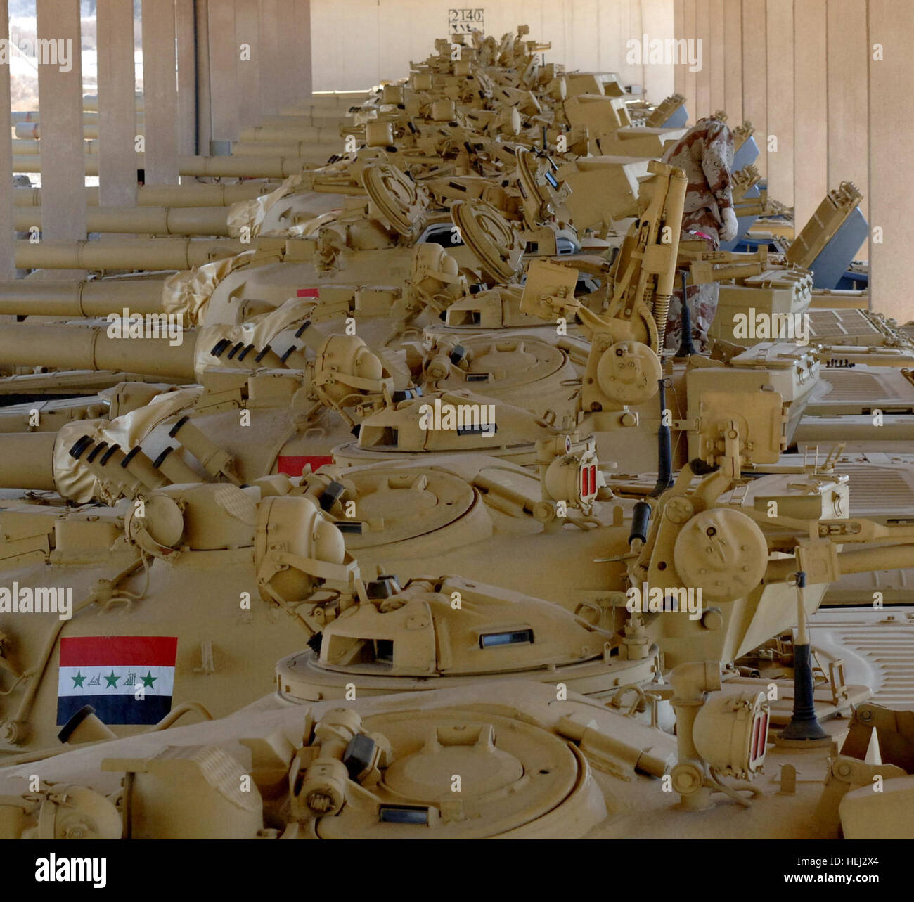 Seventy T-72 tanks newly acquired by the 1st Tank Battalion, 2nd ...