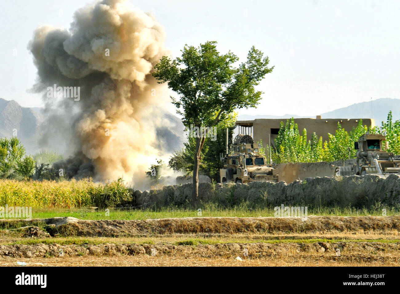 An Improvised Explosive Device is detonated during a route clearance ...