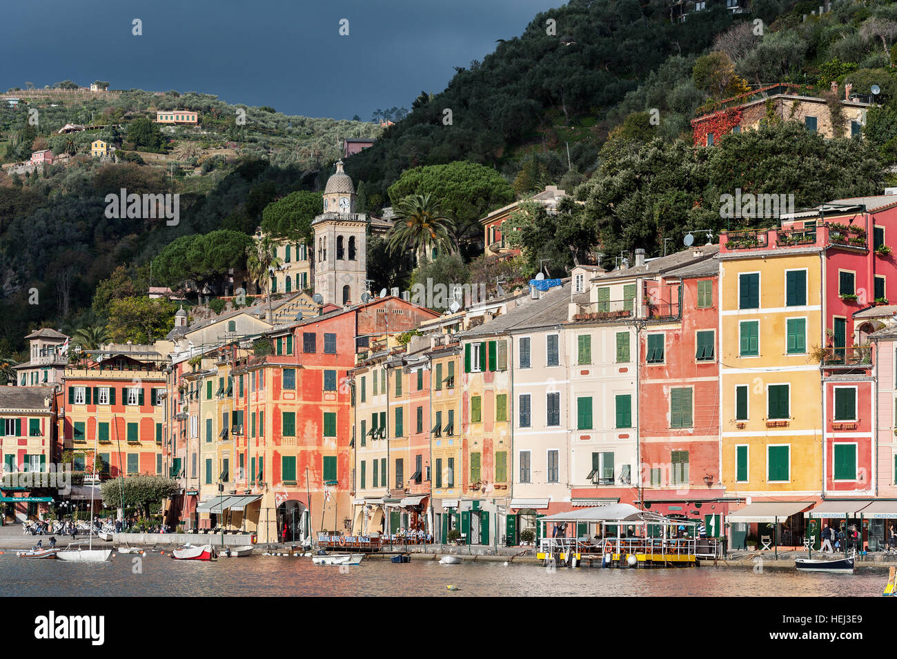 PORTOFINO, ITALY - DECEMBER 2016: View on Portofino town with color ...